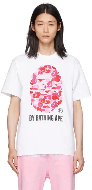 Bape White Abc Camo T-Shirt - White X Pink | Editorialist